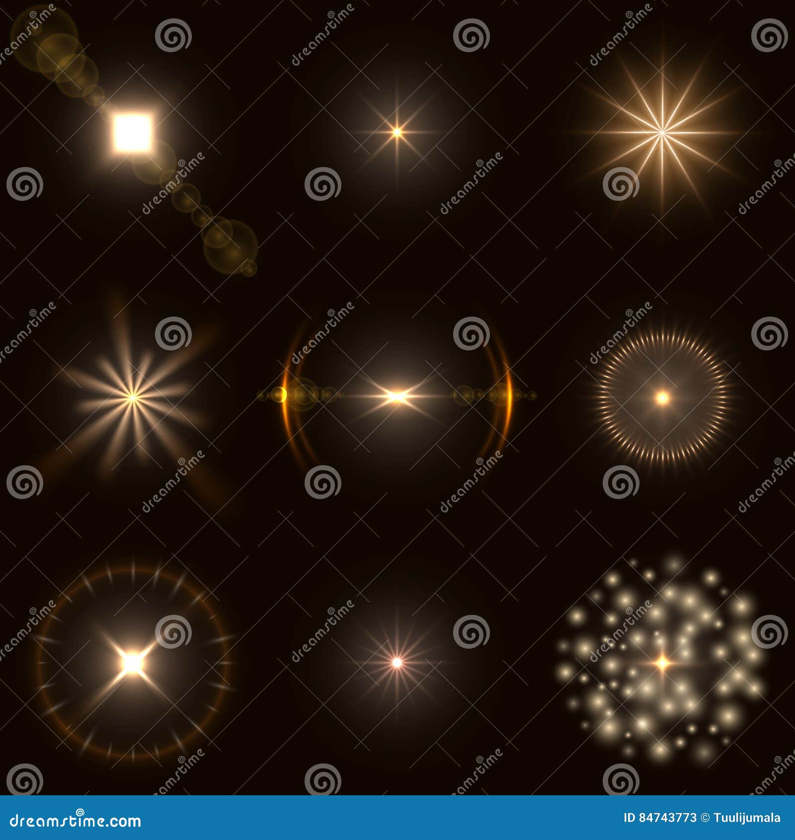 Set of Warm Colored Light Flares. Stock Vector - Illustration of glare ...