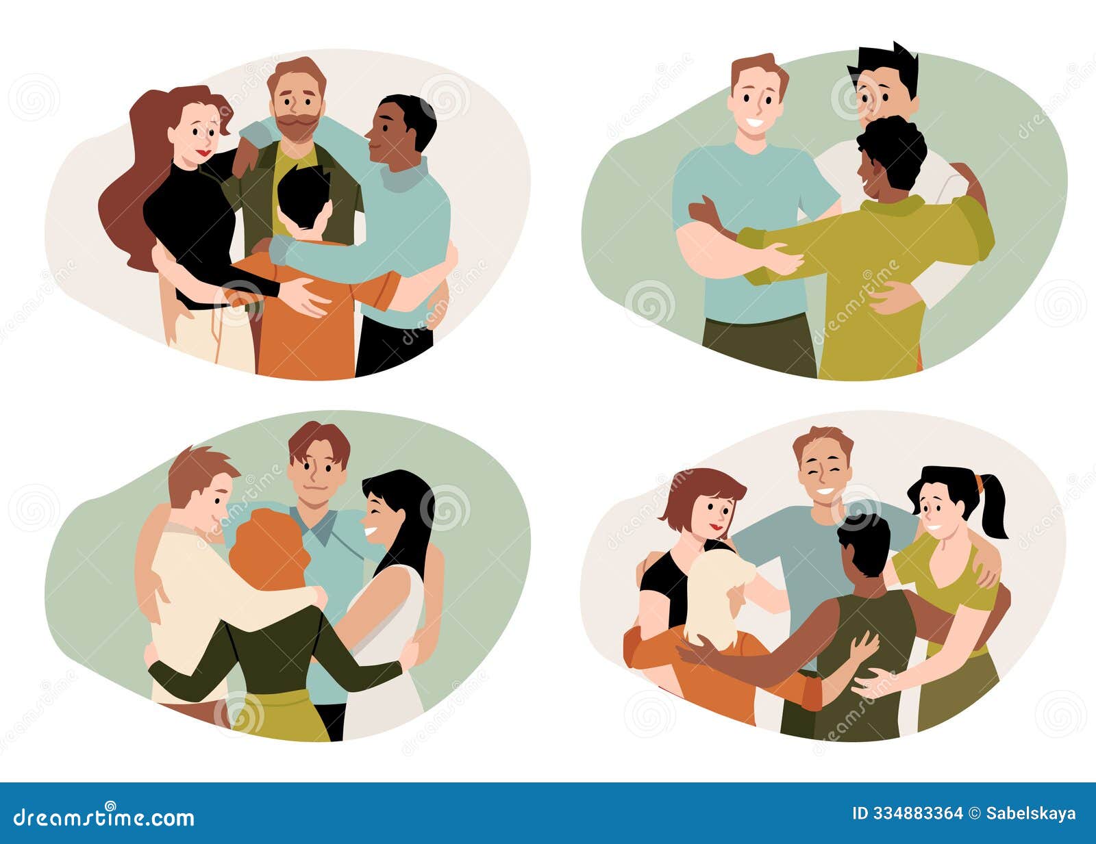 Set of Warm Group Hug Illustrations for Unity Concepts. Stock ...