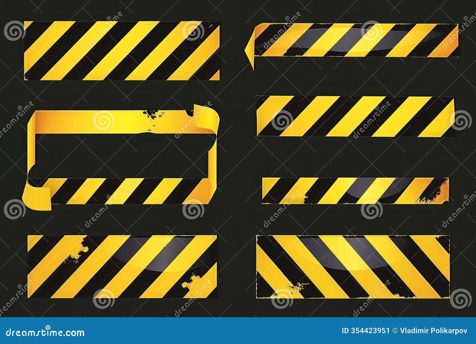 A Set of Warning Signs on a Black Background. Suitable for Safety and ...