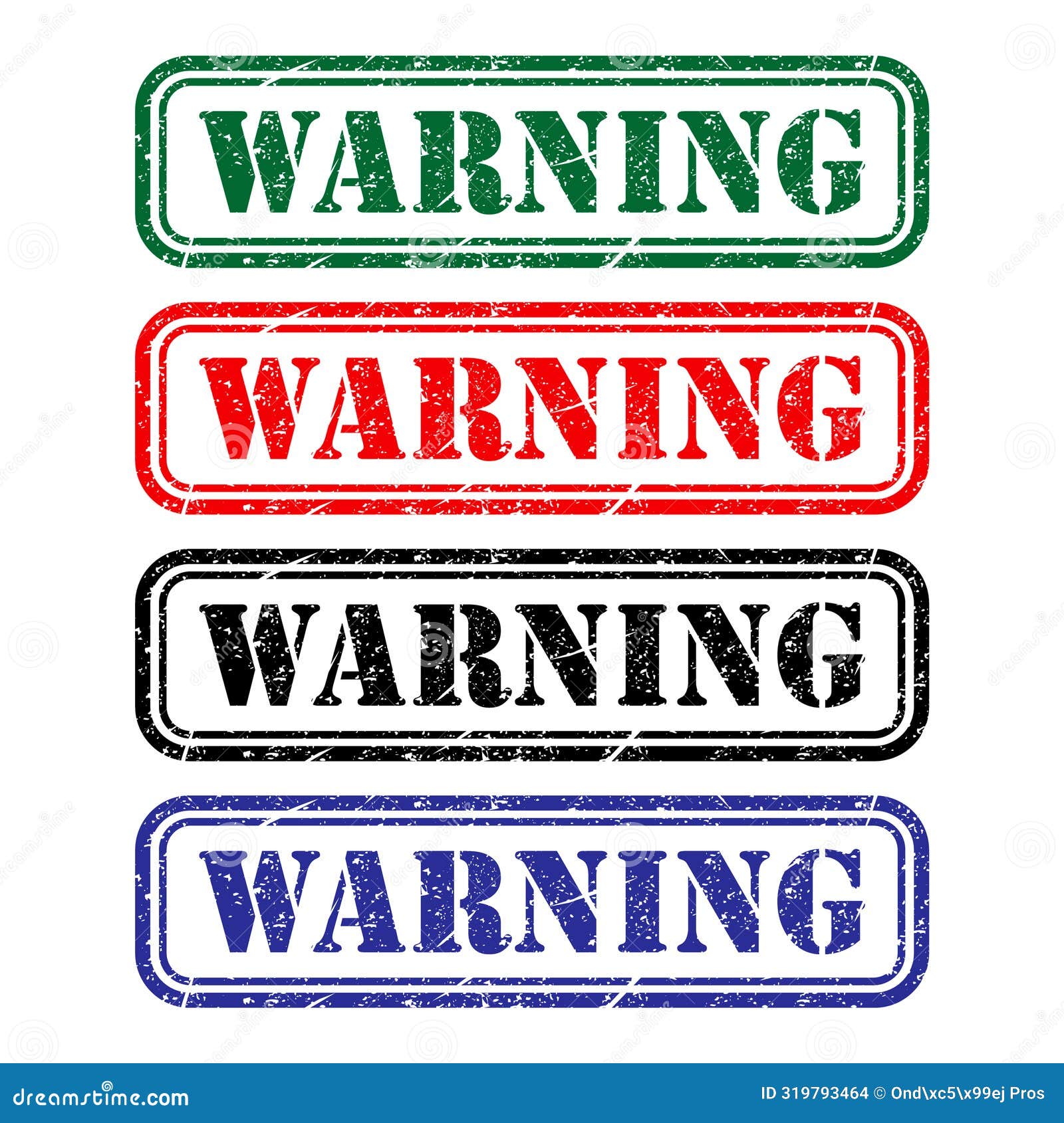 Set of Warning Stamp Symbol, Label Sticker Sign Button, Text Banner ...