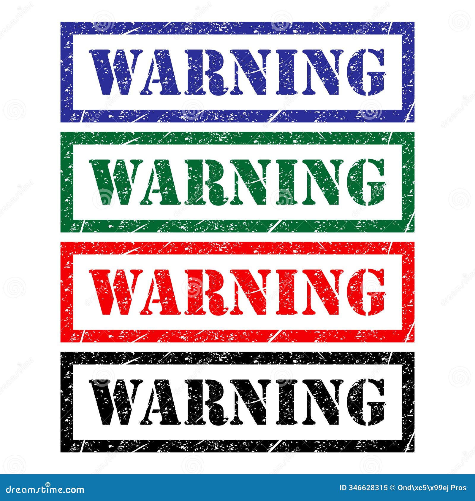Set of Warning Stamp Symbol, Label Sticker Sign Button, Text Banner ...