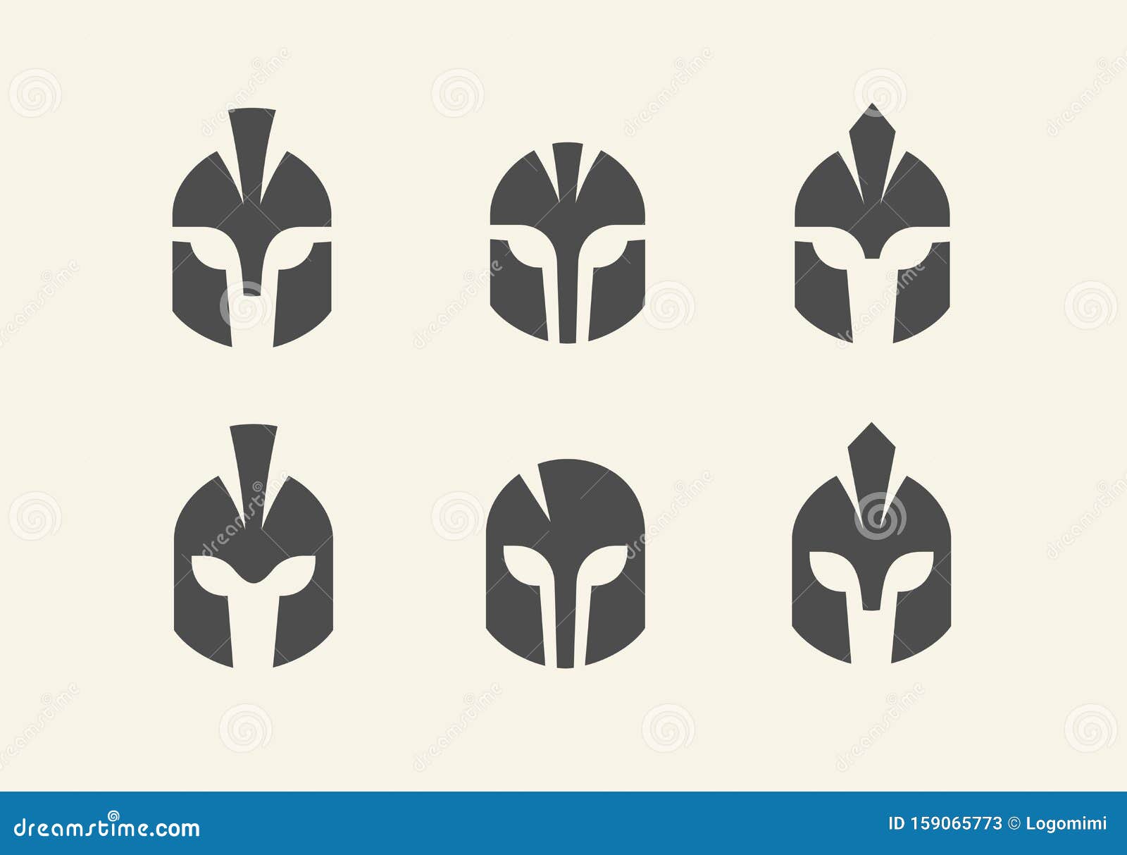 Set of Warrior Helmet Logo, Spartan Icon Collection, Gladiator Head ...