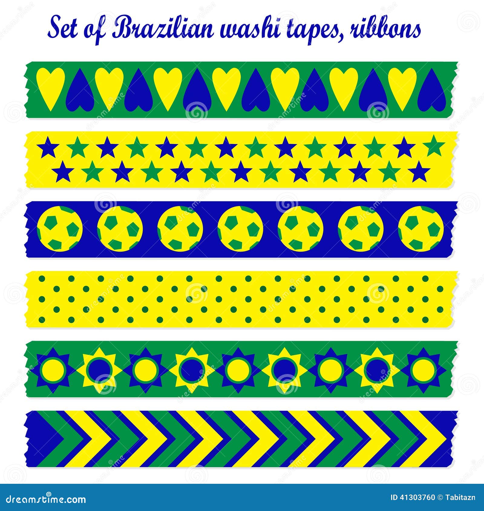 Set of Washi Tapes, Ribbons in Brazilian Colors Stock Vector ...