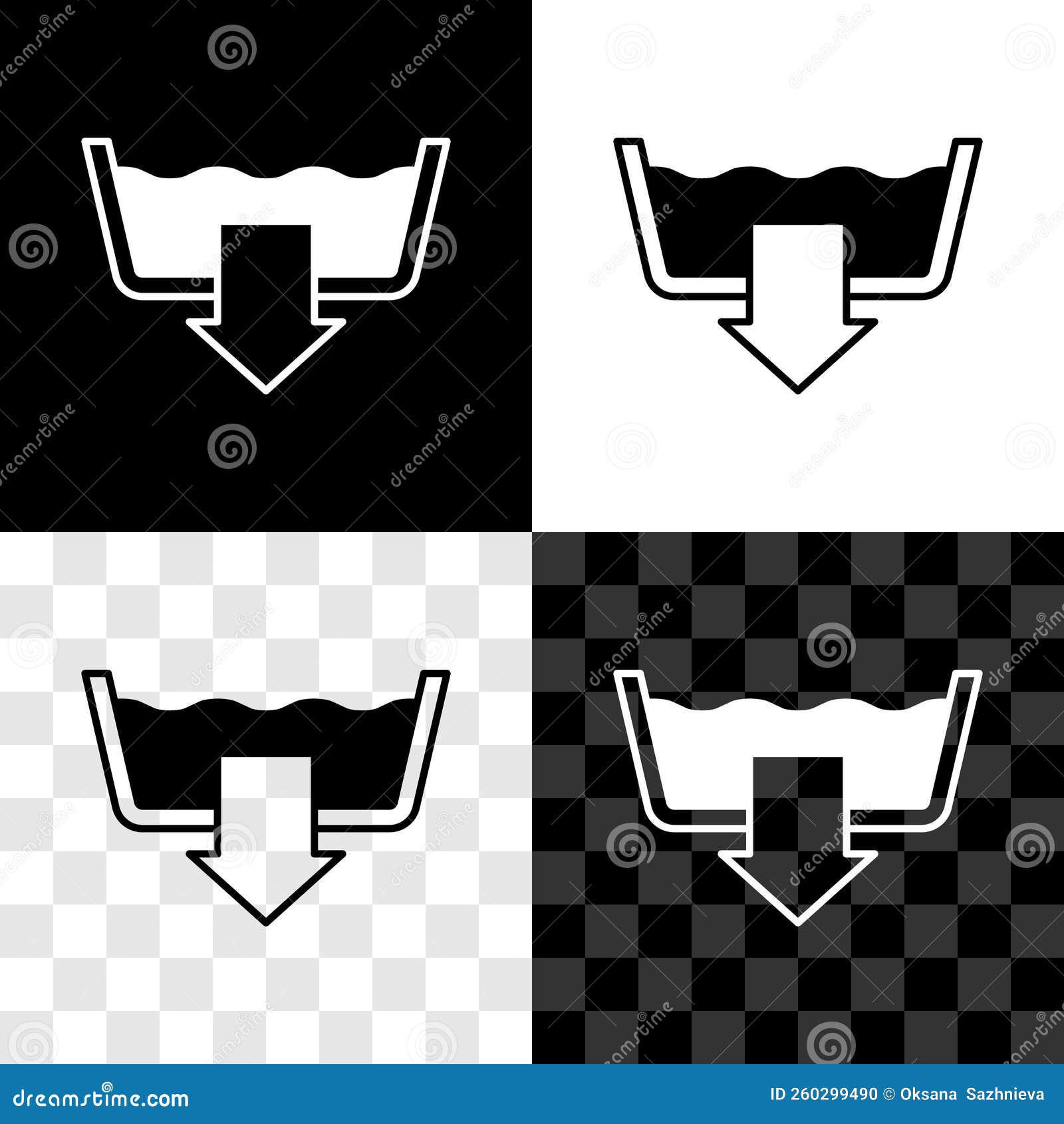Set Washing Modes Icon Isolated on Black and White, Transparent ...