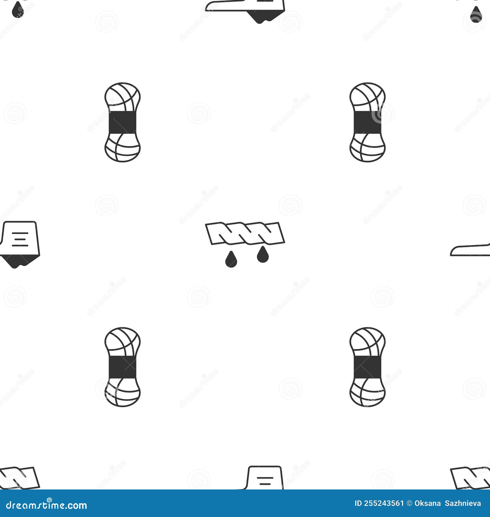 Set Washing Powder, Squeeze Clothes and Yarn on Seamless Pattern ...