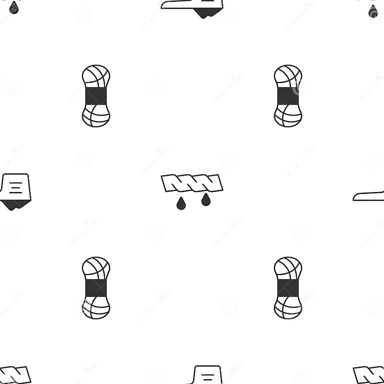 Set Washing Powder, Squeeze Clothes and Yarn on Seamless Pattern ...