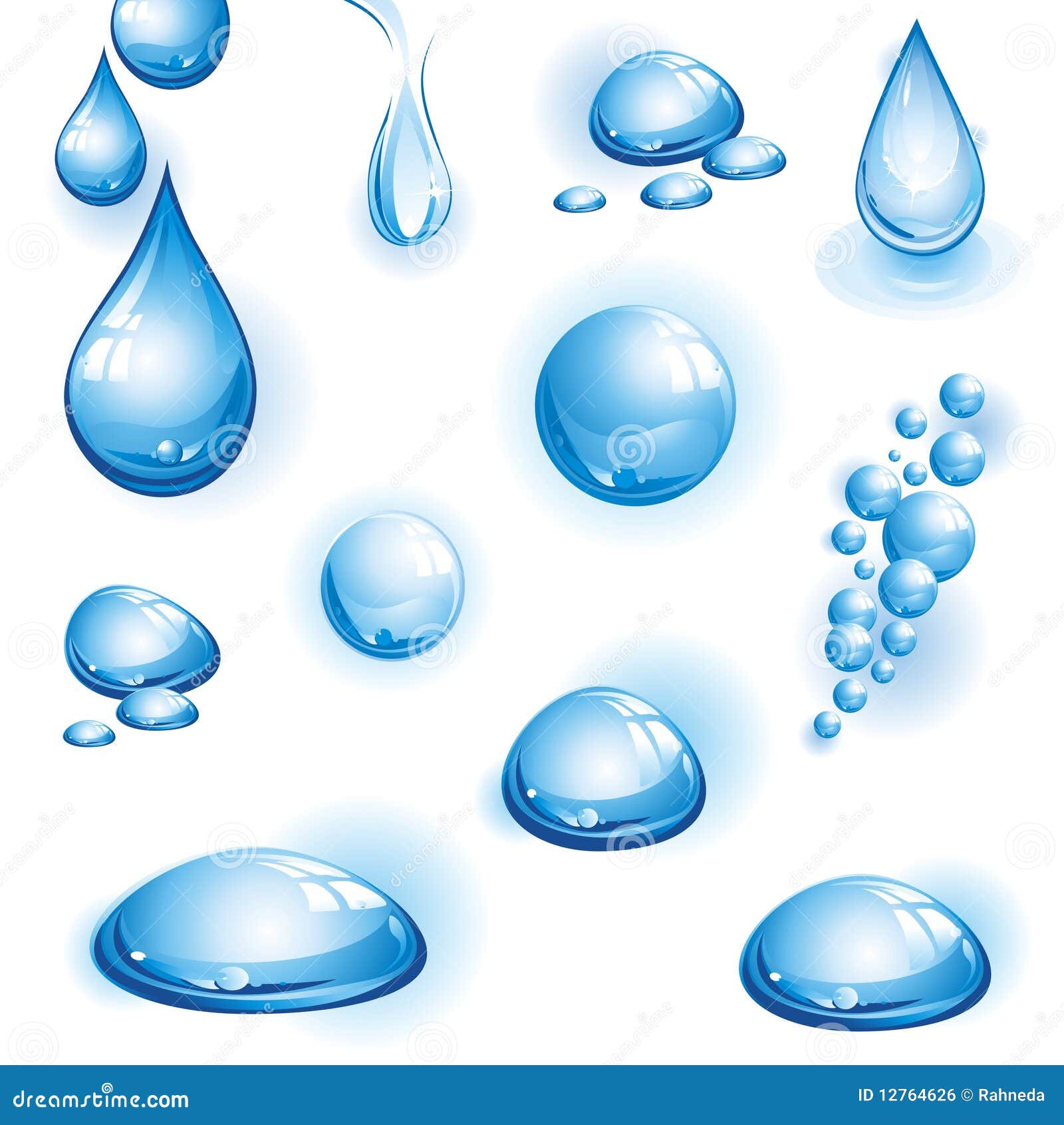 Set Wassertropfen. vektor abbildung. Illustration von nadel - 12764626