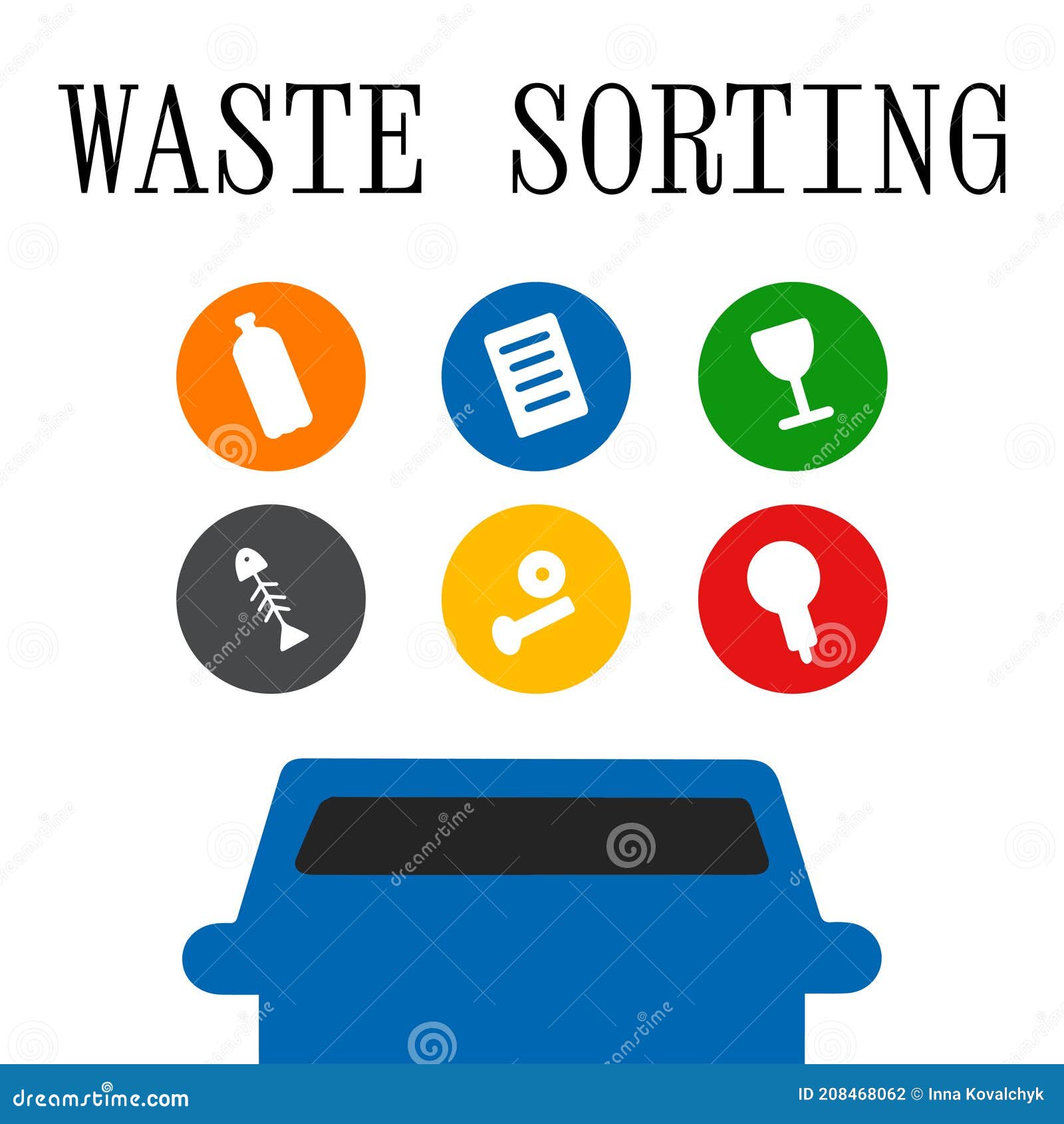 Waste Containers For Sorting Waste. Vector Image In A Flat Cartoon ...