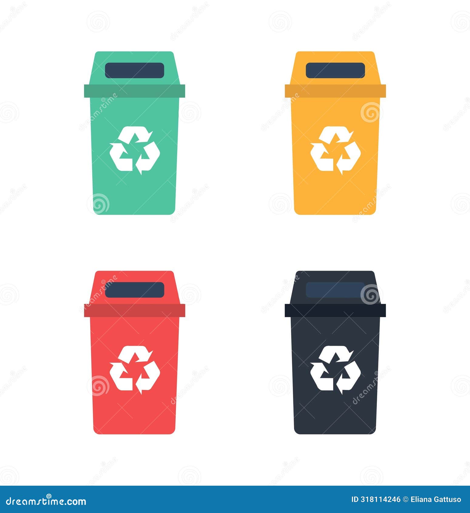 Set of Waste Containers Symbol Stock Vector - Illustration of package ...