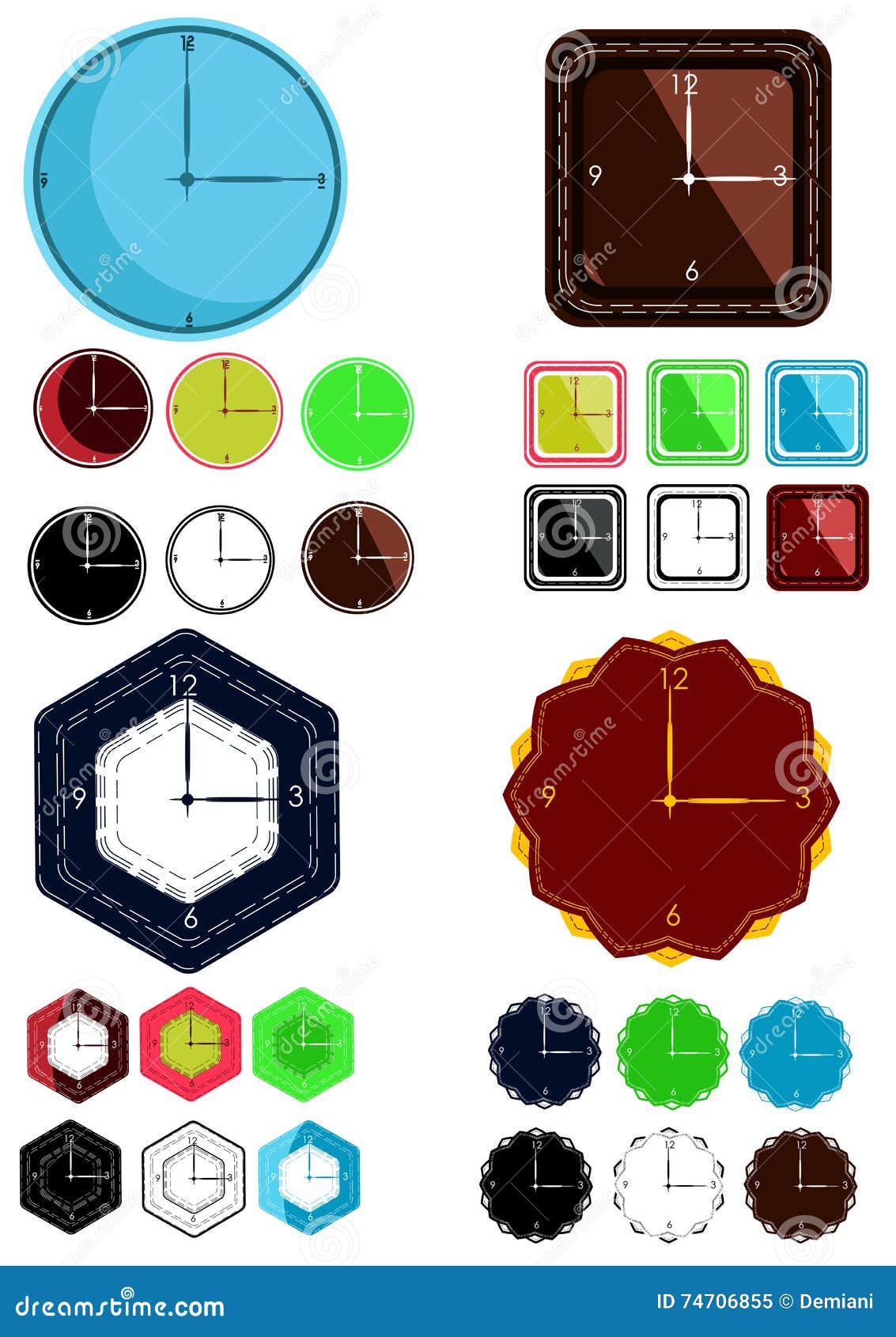 Set of watches and clocks stock vector. Illustration of deadline - 74706855