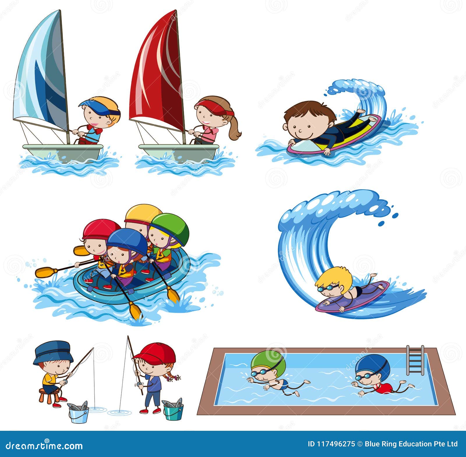 A Set of Water Activities stock vector. Illustration of summer - 117496275