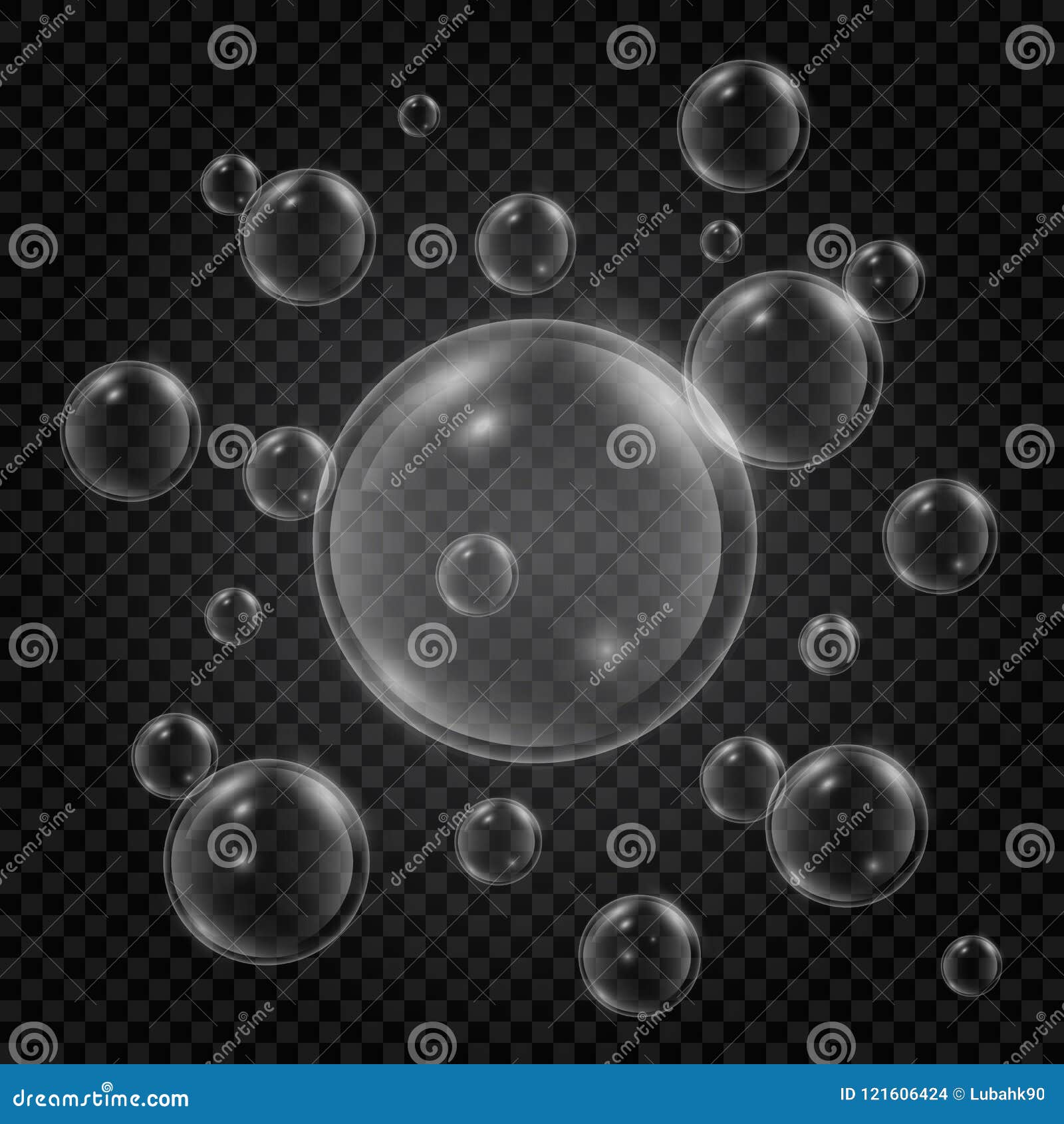 Set of Water Bubbles with Reflection on Transparent Background ...