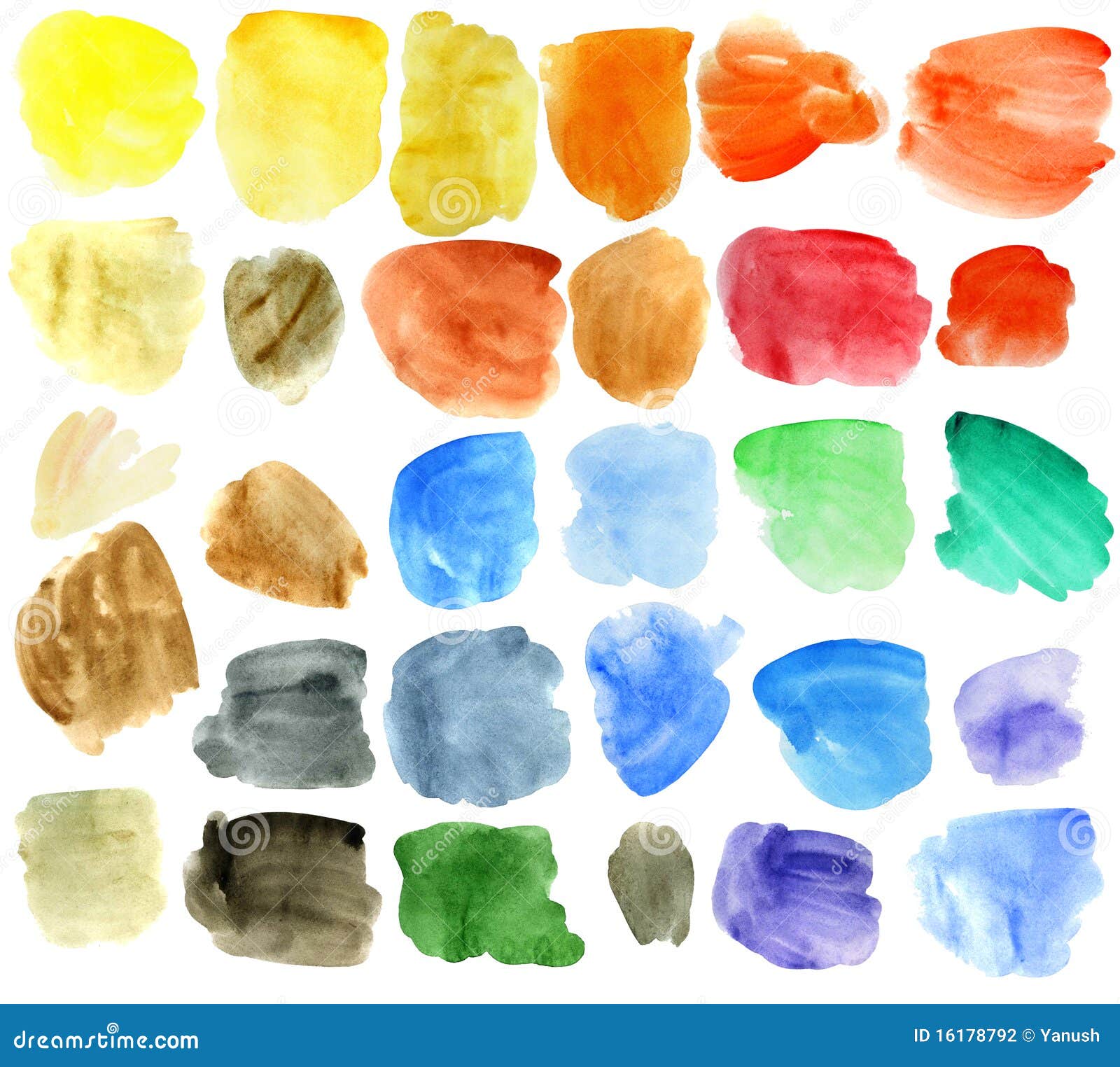 Set of Water Color Dabs a Brush. Stock Illustration - Illustration of ...