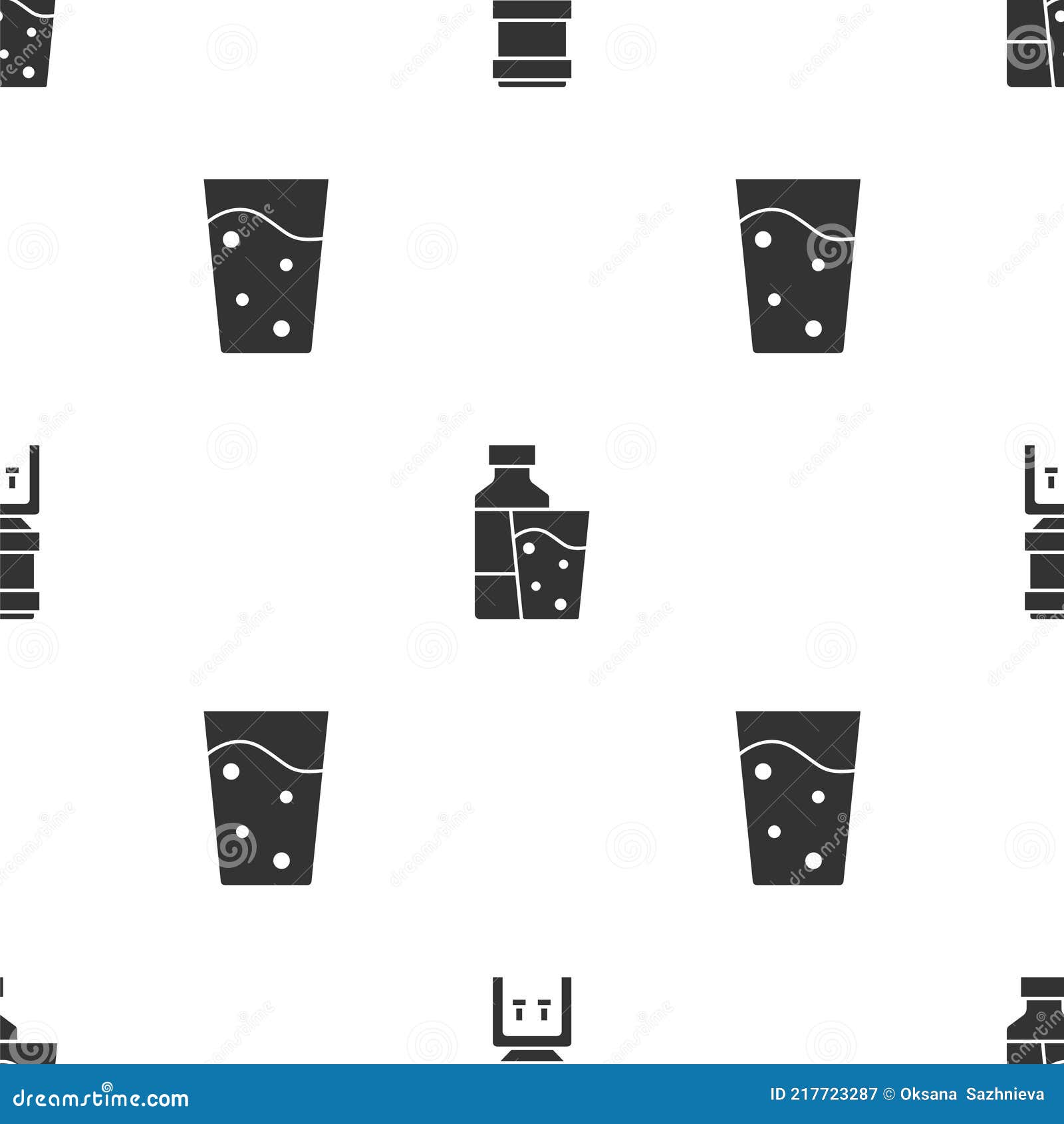 Set Water Cooler, Bottle of Water with Glass and Glass on Seamless ...