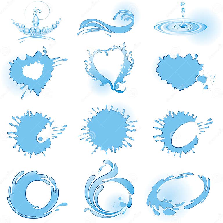 Set of Water Design Elements. Stock Vector - Illustration of abstract ...
