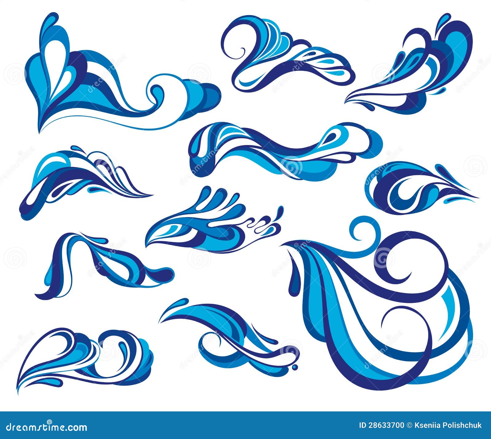 Set of Water Design Elements Stock Vector - Illustration of shape ...