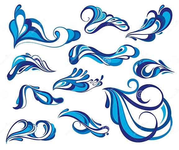 Set of Water Design Elements Stock Vector - Illustration of shape ...
