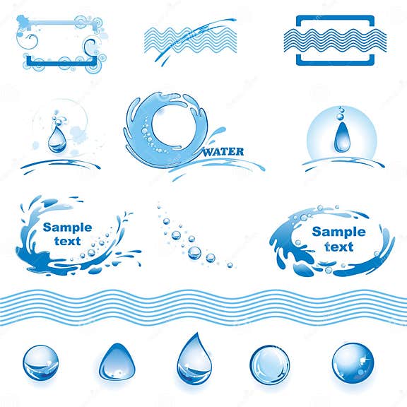 Set of Water Design Elements Stock Vector - Illustration of earth ...