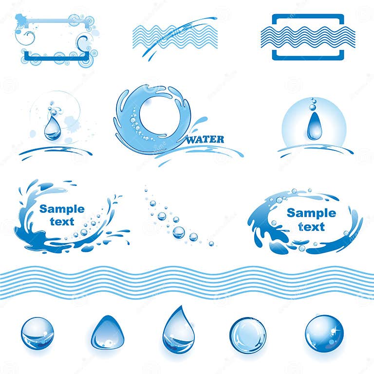 Set of Water Design Elements Stock Vector - Illustration of earth ...