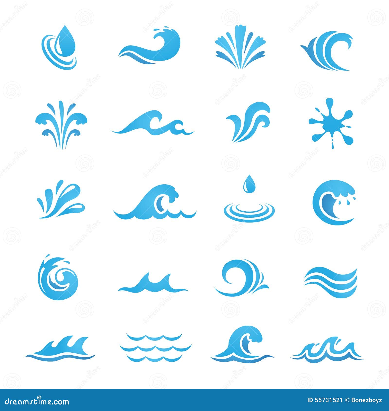 Set of Water Design Elements Stock Vector - Illustration of pattern ...