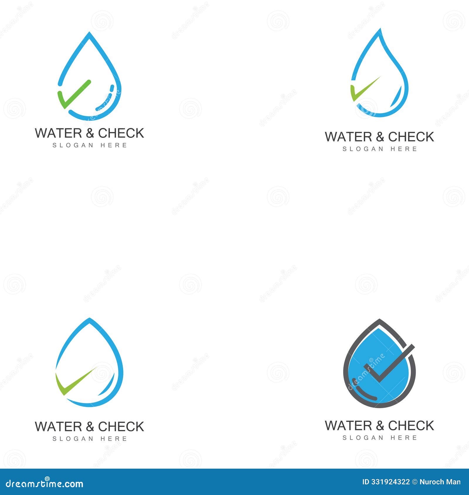 Set of Water Drop Check Mark Icon Vector Illustration Design Template ...