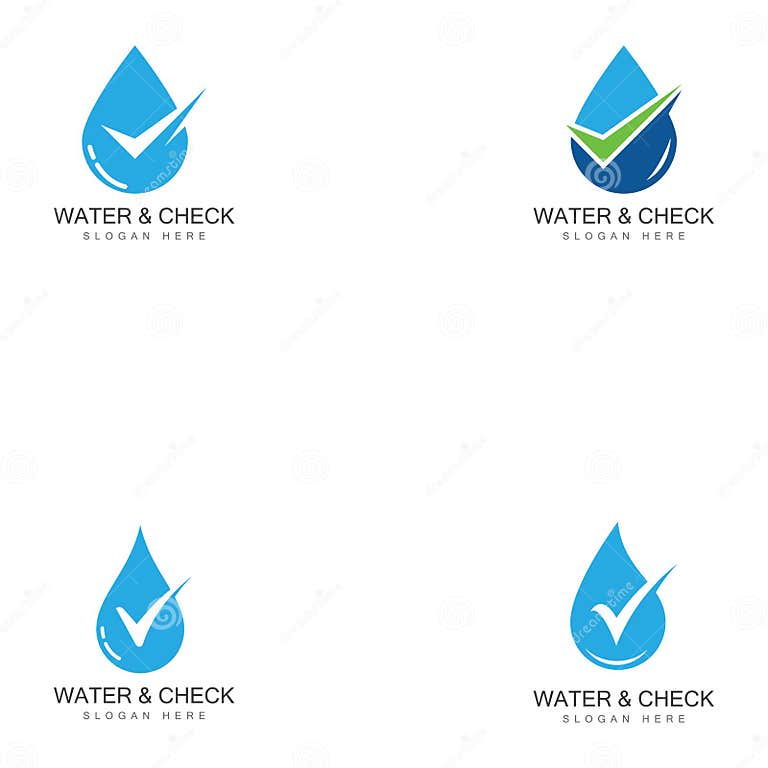 Set of Water Drop Check Mark Icon Vector Illustration Design Template ...