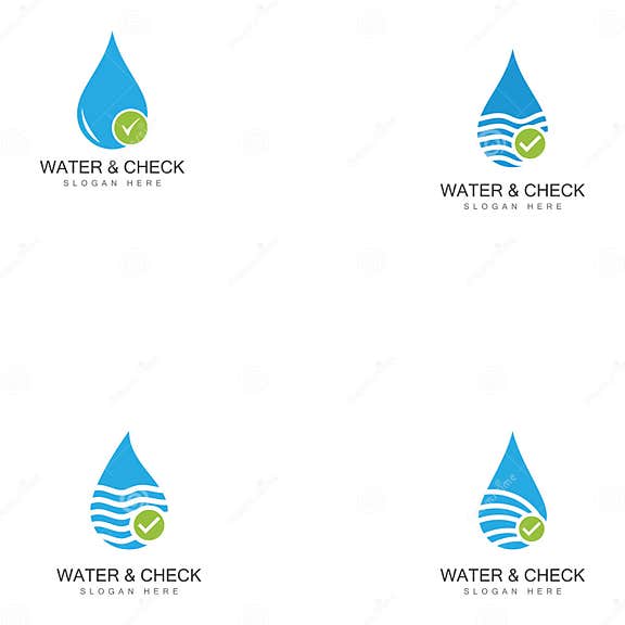 Set of Water Drop Check Mark Icon Vector Illustration Design Template ...