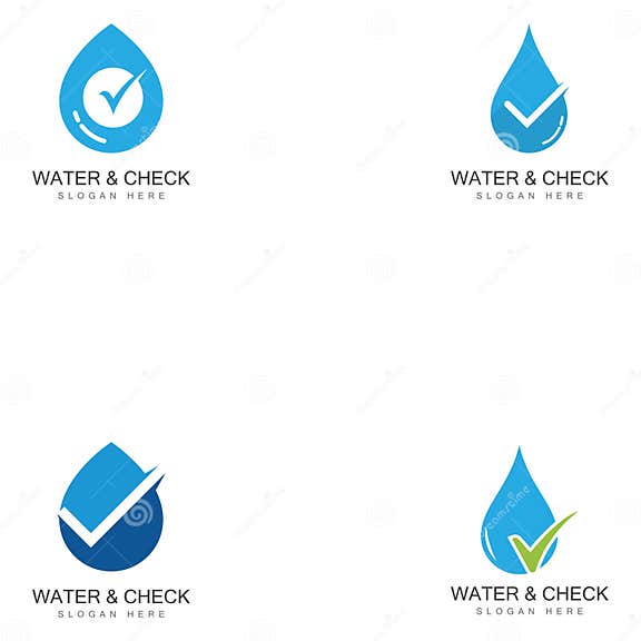 Set of Water Drop Check Mark Icon Vector Illustration Design Template ...