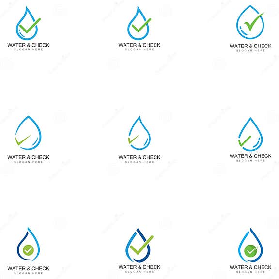 Set of Water Drop Check Mark Icon Vector Illustration Design Template ...