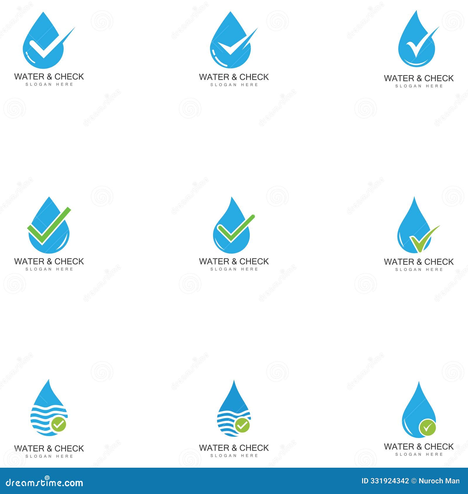 Set of Water Drop Check Mark Icon Vector Illustration Design Template ...