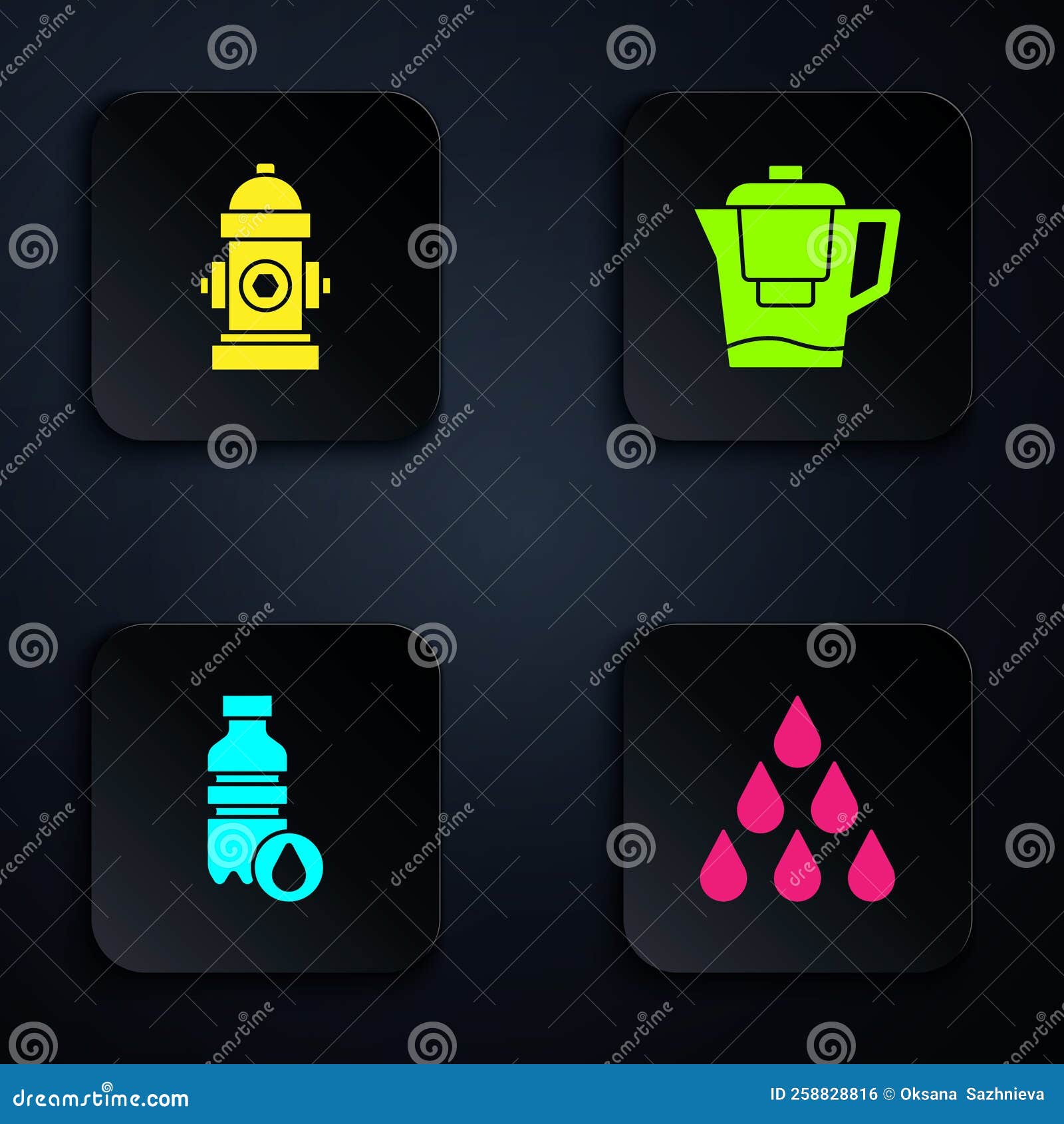 Set Water Drop, Fire Hydrant, Bottle of Water and Jug with Filter ...