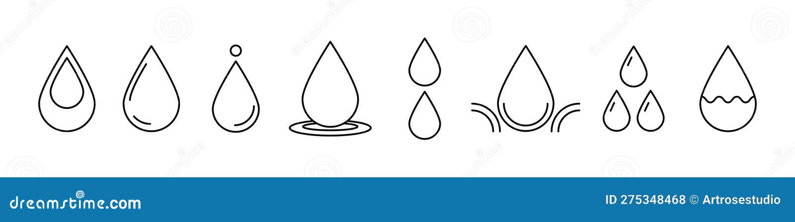 Set of Water Drop Line Shapes, Thin Line Design Vector Illustration ...