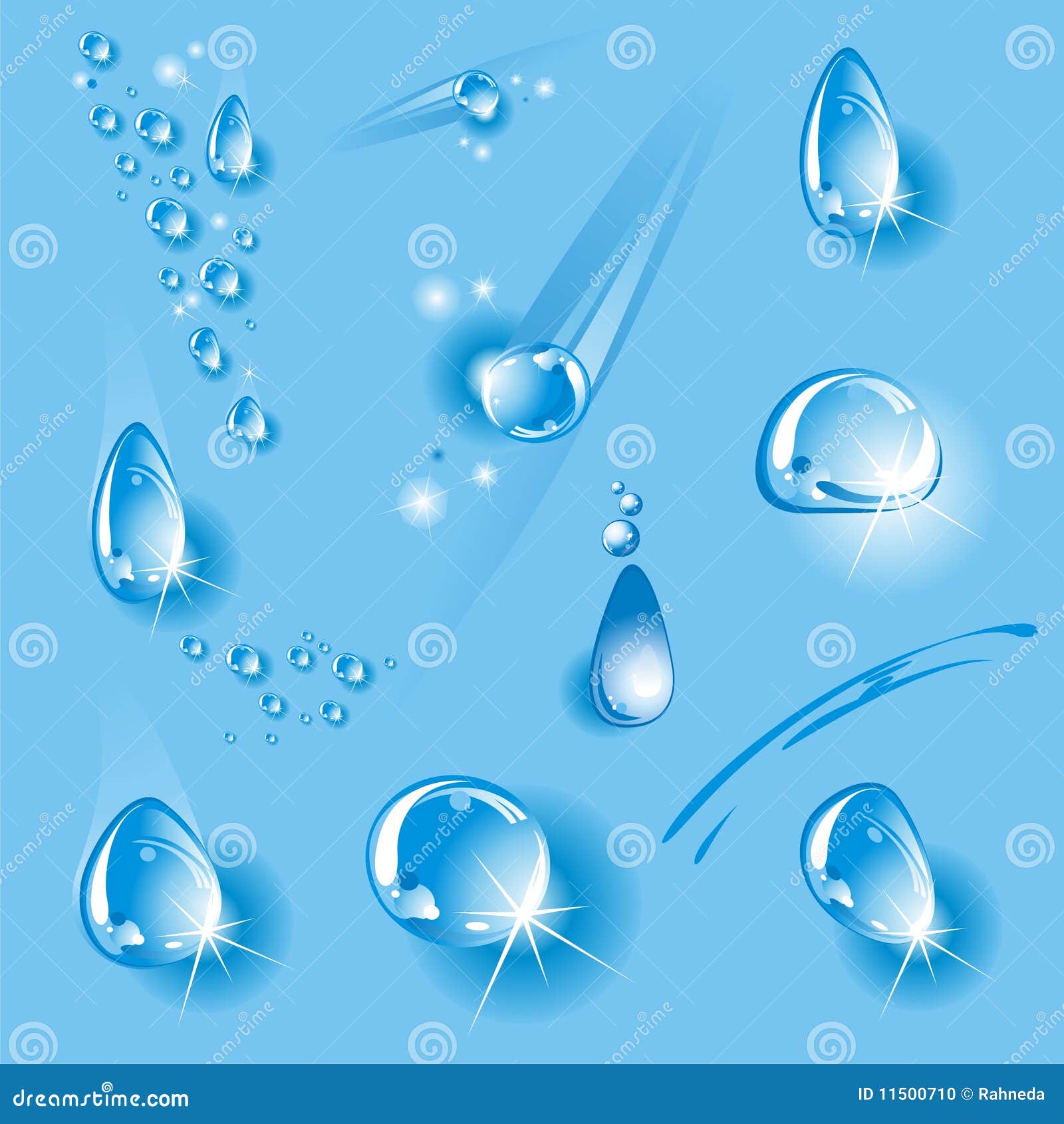 Set of water drops. stock vector. Illustration of flowing - 11500710