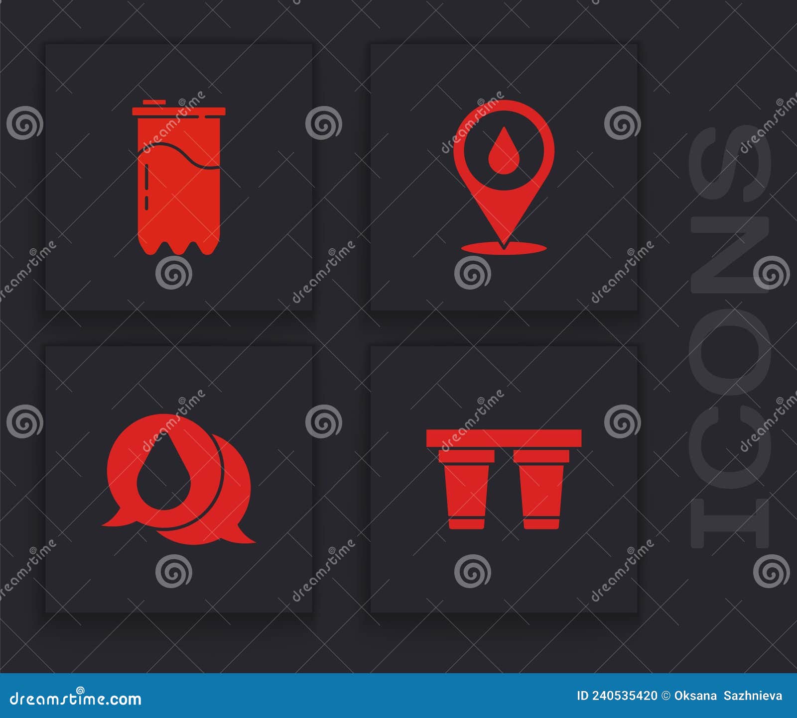 Set Water Filter, Cartridge, Drop with Location and Icon. Vector Stock ...