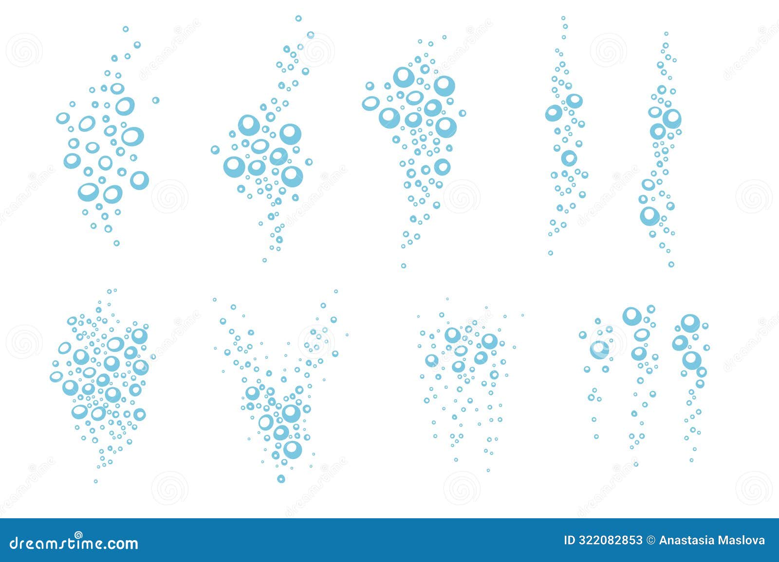 Water Fizzing Air Bubbles Stream Vector Illustration Isolated On White Background ...