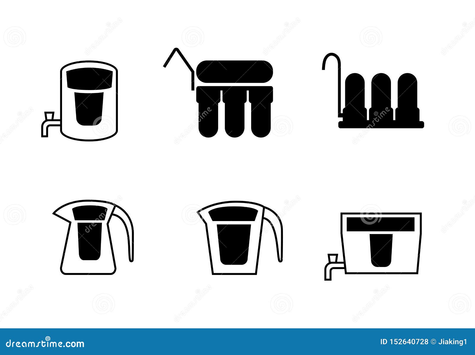 Set Of Water Purifier Icons In Silhouette, Vector | CartoonDealer.com ...