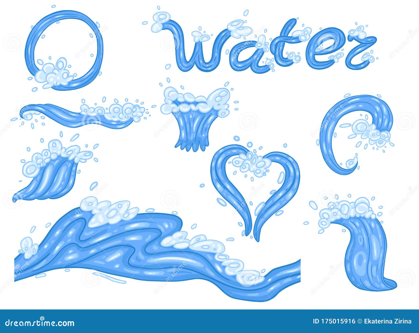 Set of Water Shapes in Isolate on a White Background. Vector Graphics ...