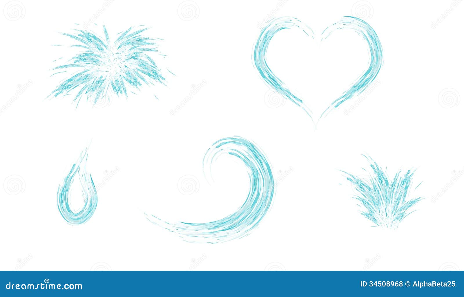 Set of Water Splash Heart Wave and Drop Stock Vector - Illustration of ...