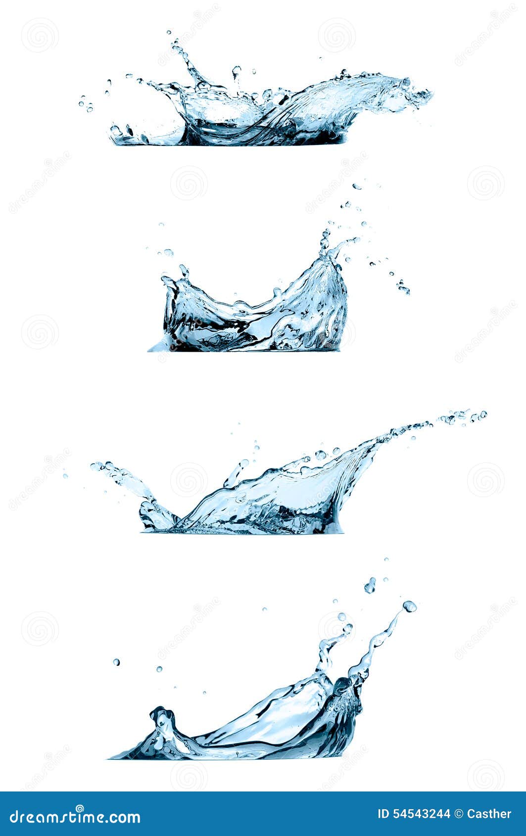 Set of Water Splashes Isolated on White Stock Photo - Image of splash ...