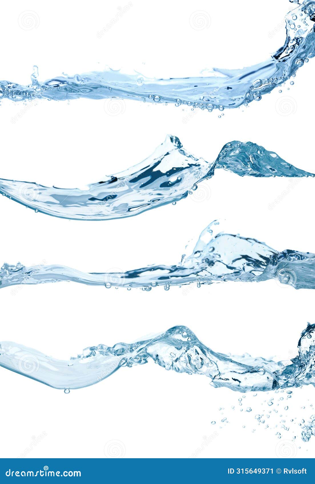 Set of Water Waves, Isolated on Transparent Background Stock Image ...