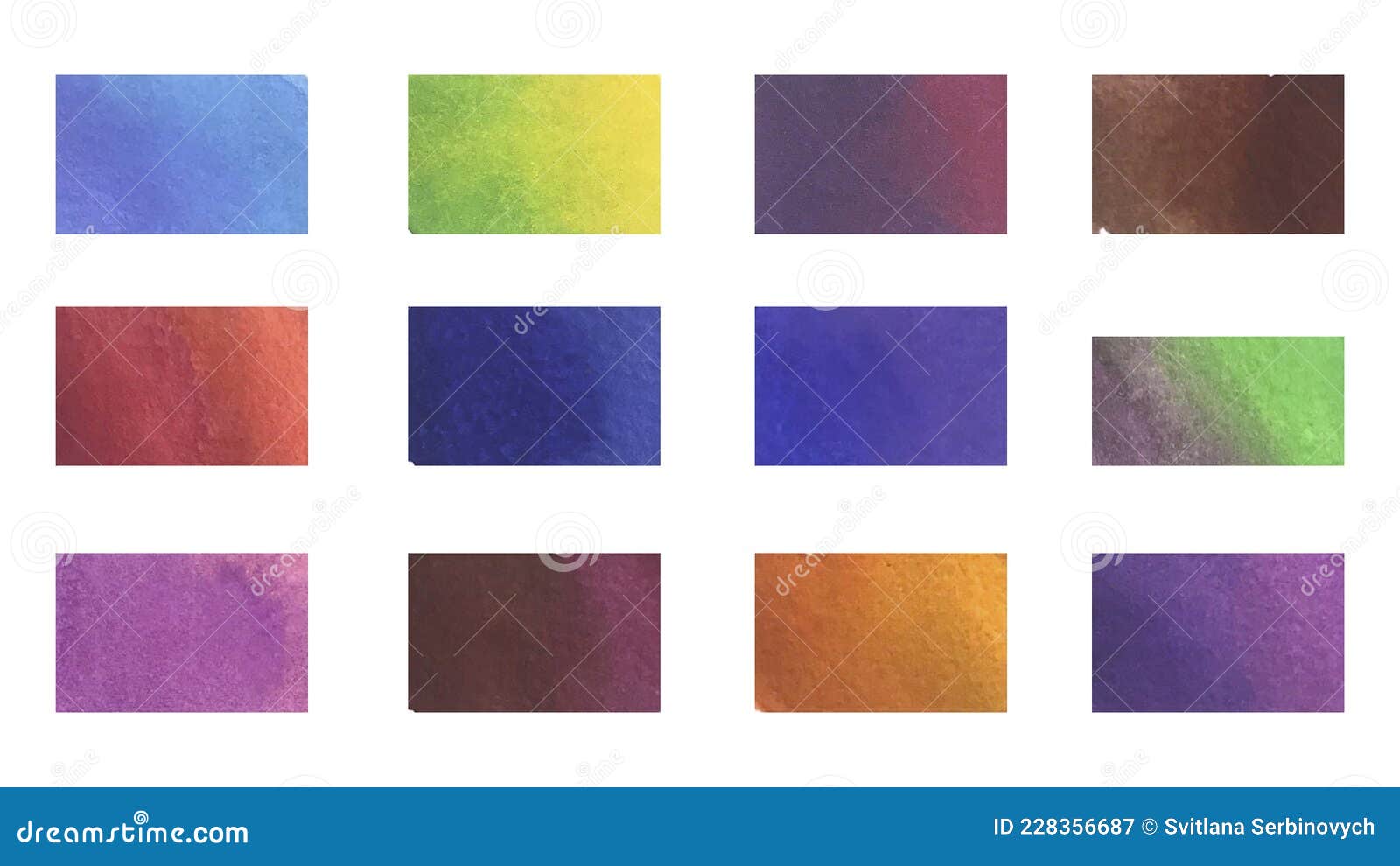 Set of 12 Watercolor Abstract Gradients. Multicolor Design Elements ...