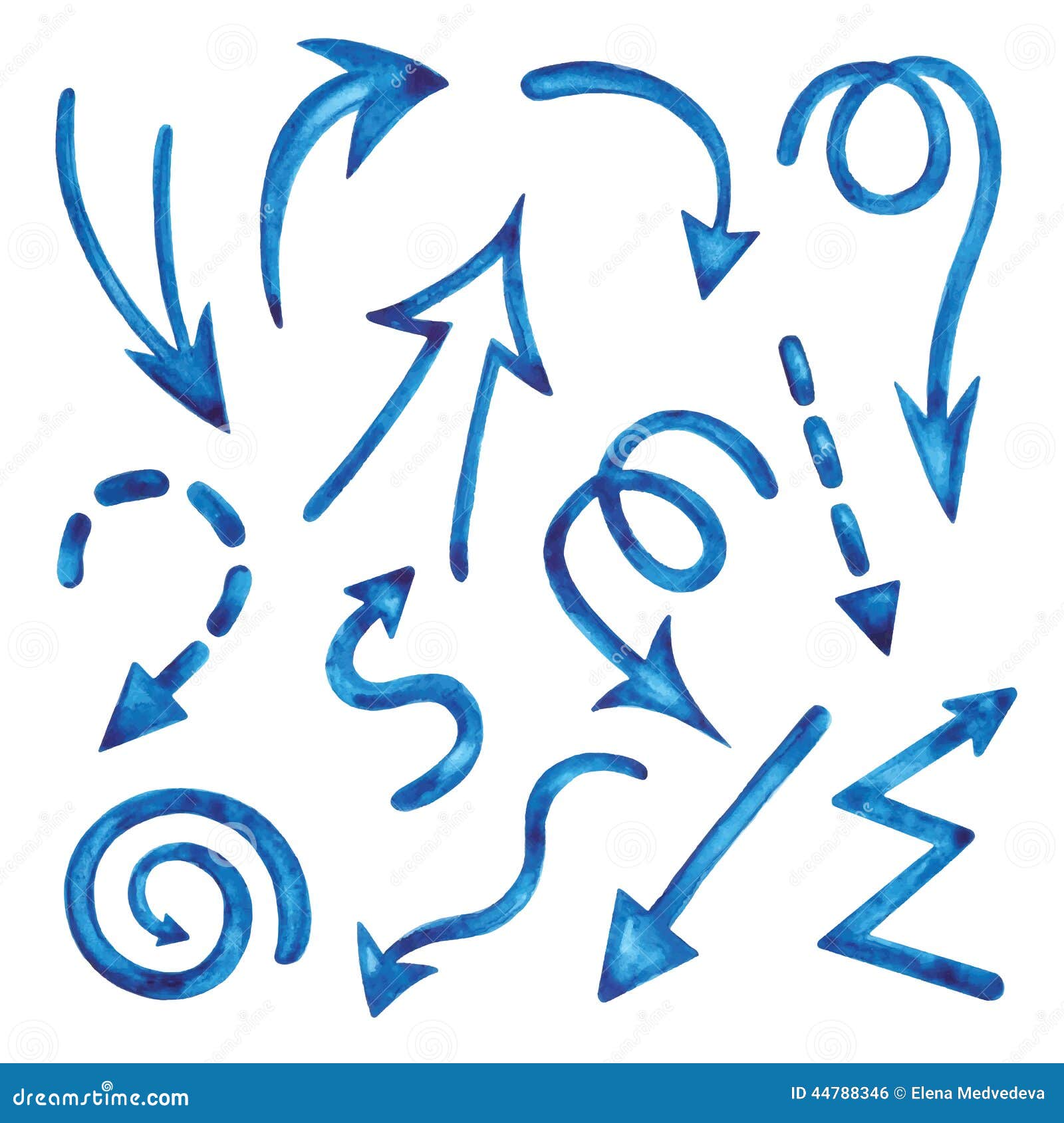 Set of watercolor arrows stock vector. Illustration of arrowheads ...