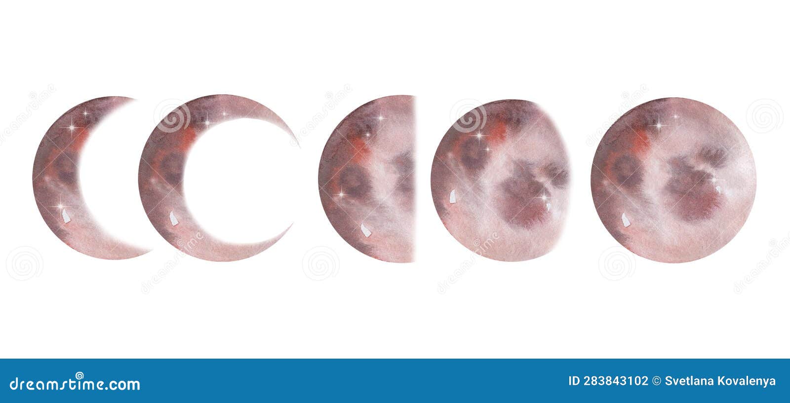 Set of Watercolor Brown Moon Stock Illustration - Illustration of moon ...
