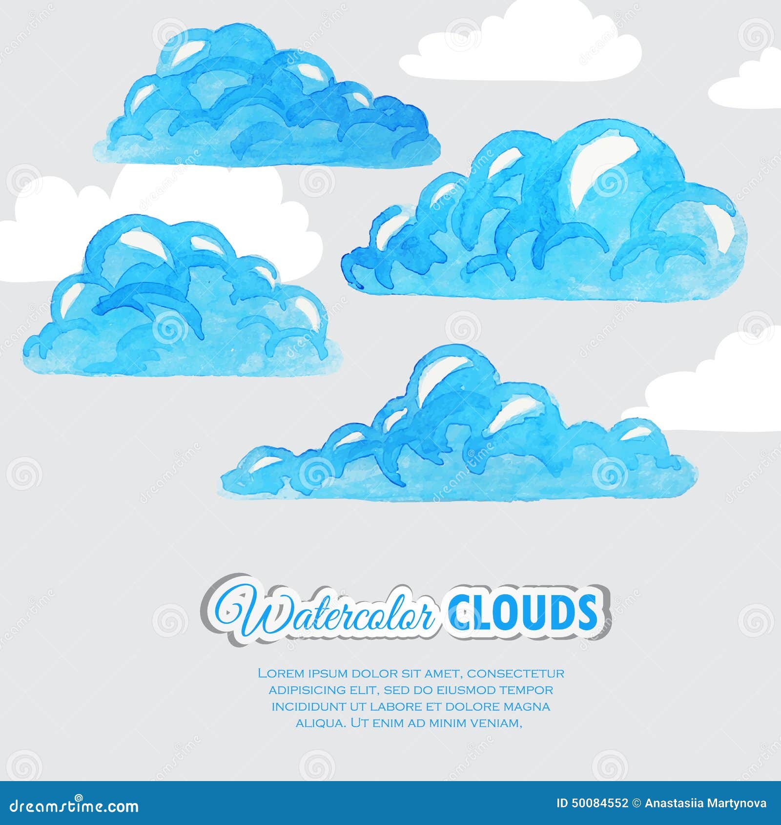Set of Watercolor Clouds. Weather Icons Stock Vector - Illustration of ...