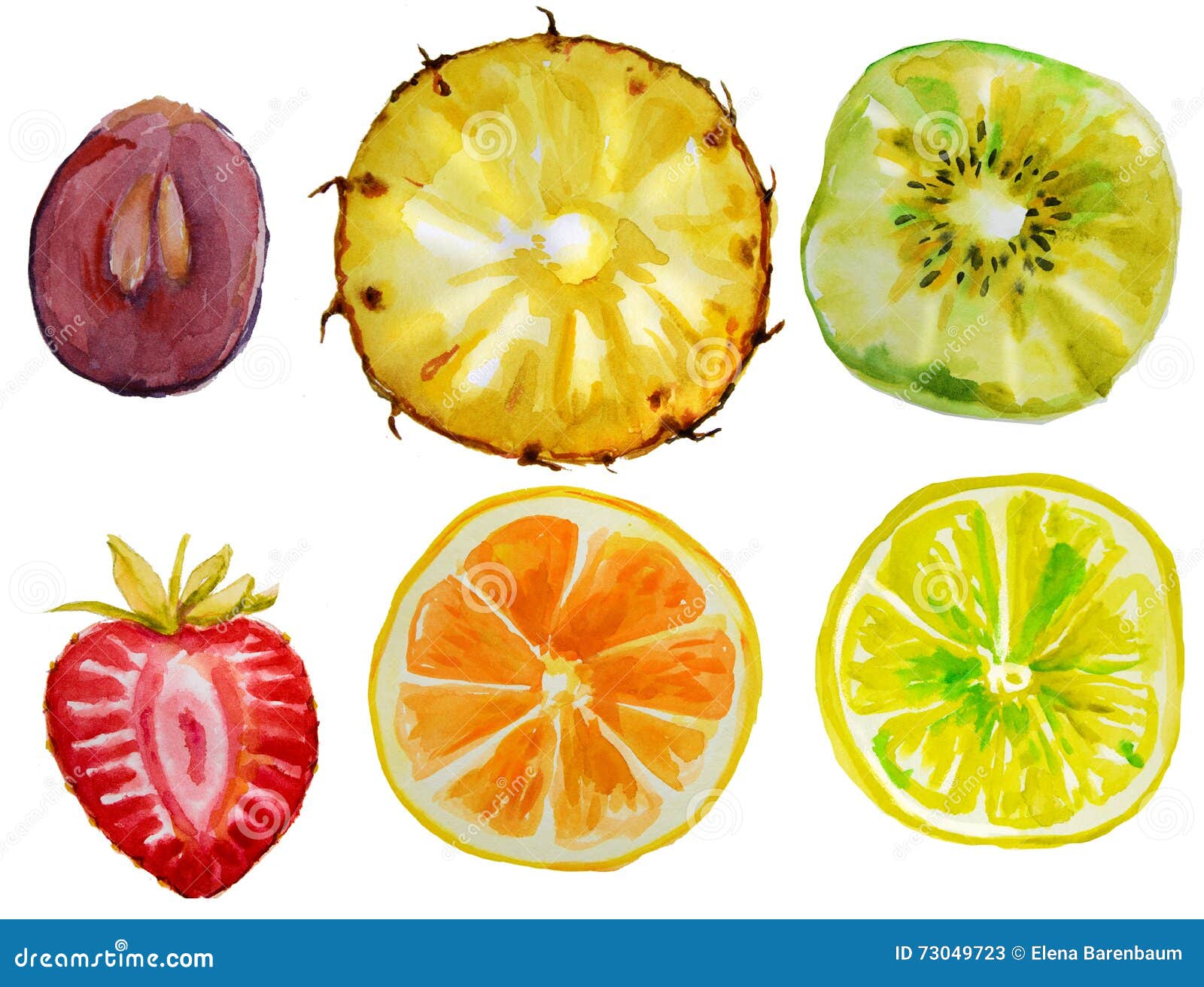 Set with watercolor fruits stock image. Image of peach - 73049723