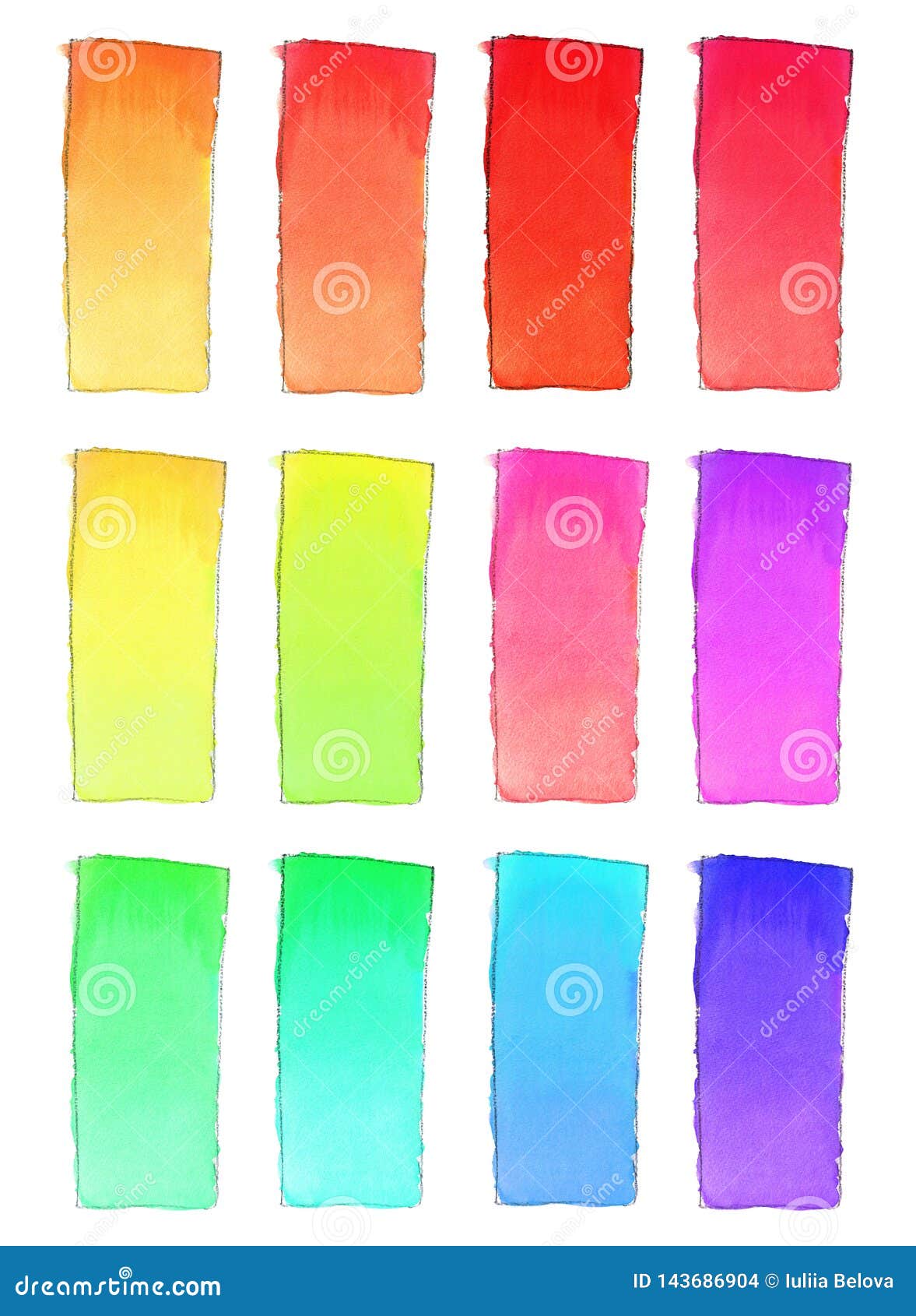 Set of 16 Watercolor Gradient Fill for Background. Texture of ...