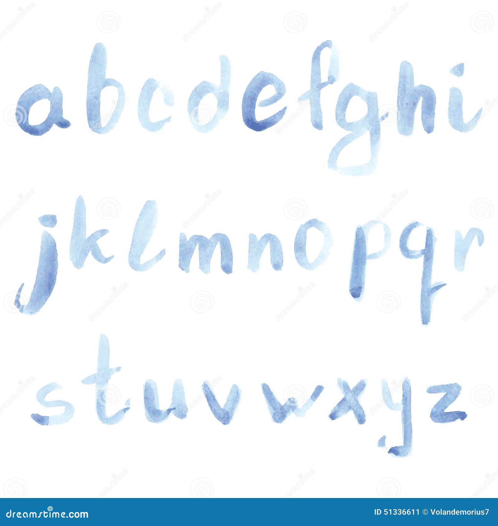 Set of Watercolor Handwriting Font Stock Vector - Illustration of ...