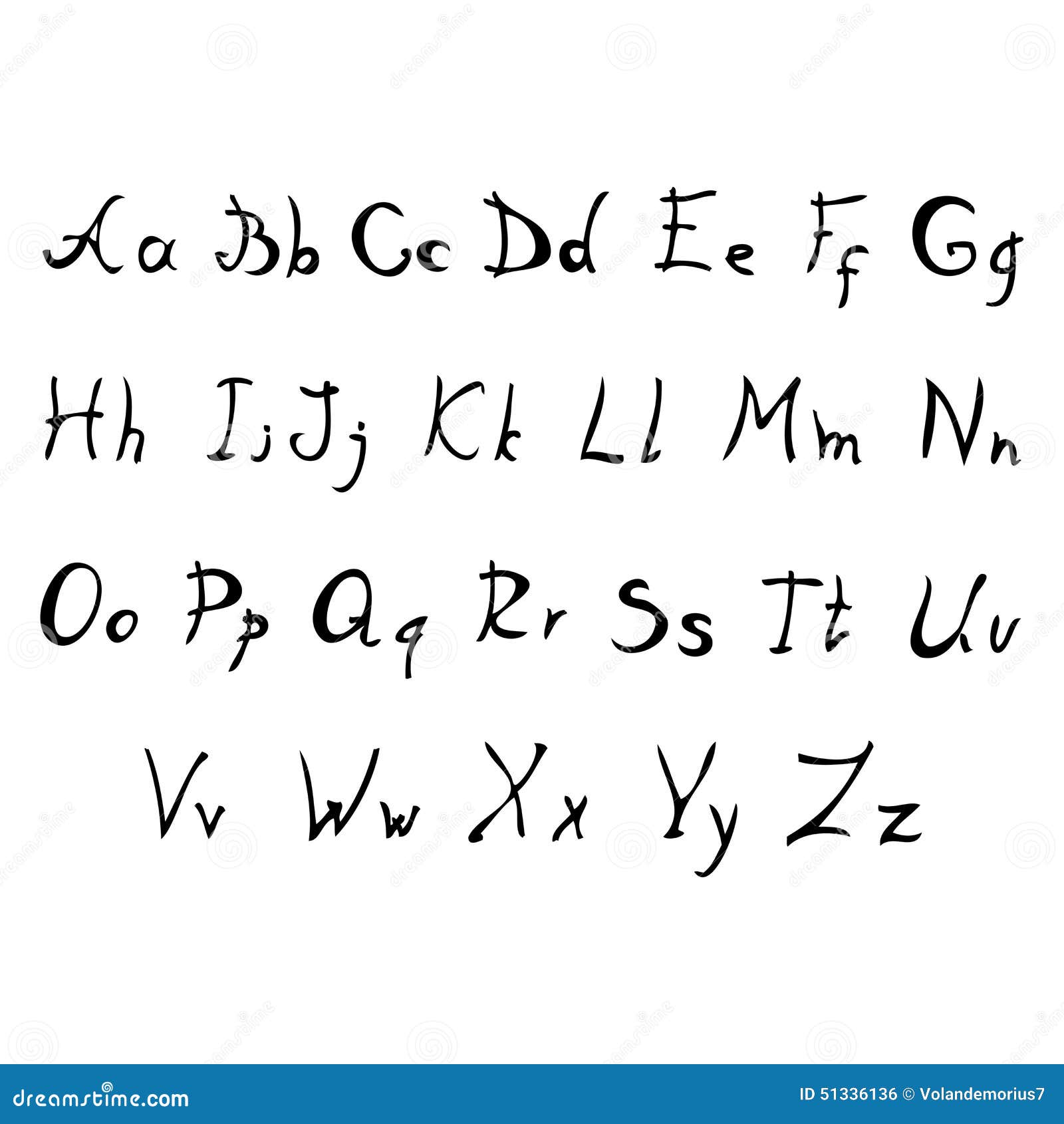 Set of Watercolor Handwriting Font Stock Vector - Illustration of ...