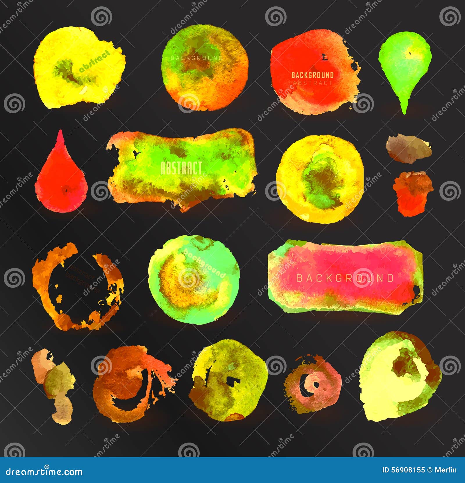 Set of watercolor label stock vector. Illustration of colorful - 56908155