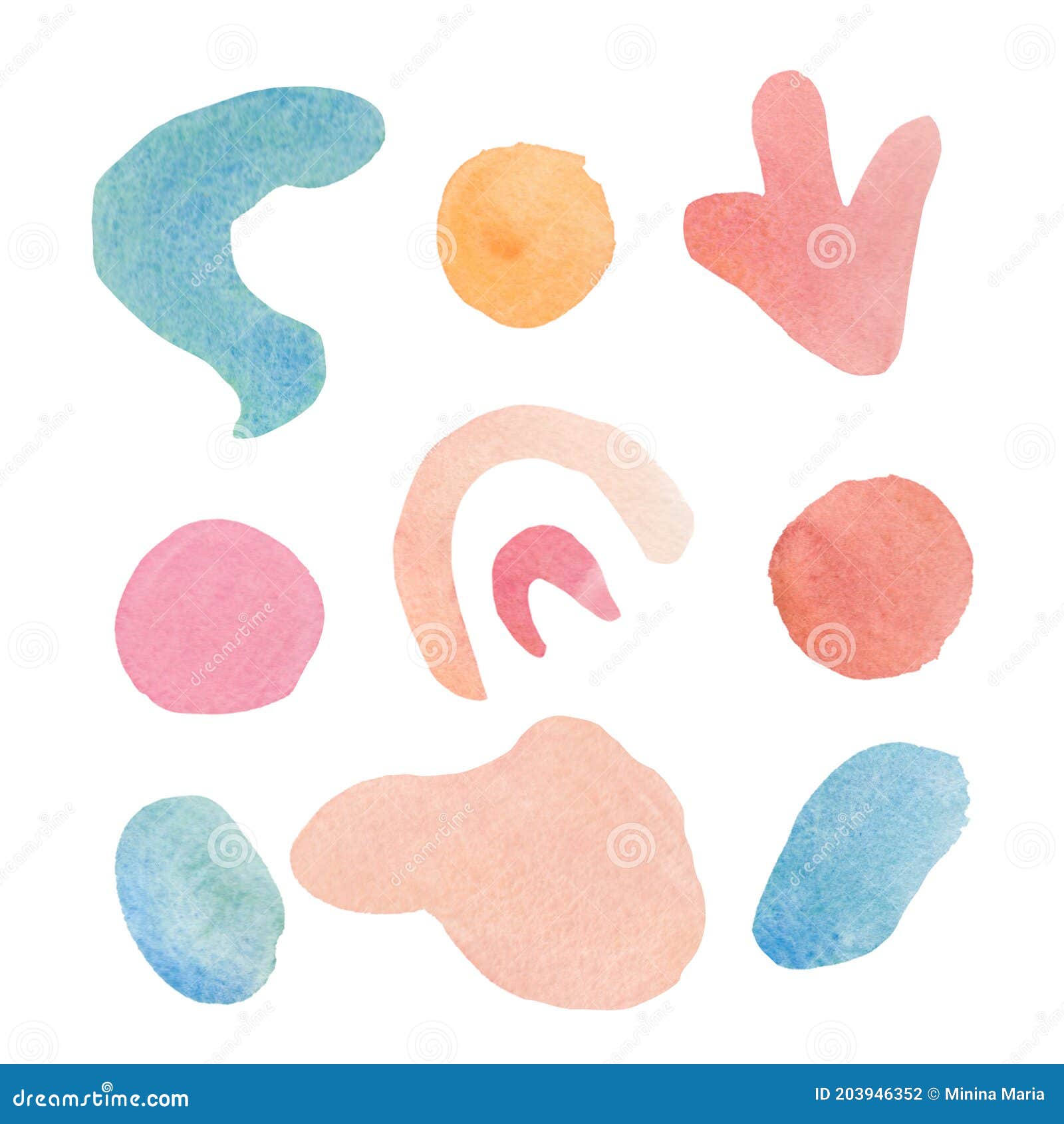 Set of Watercolor Pastel Spots,textures on White Isolated Background ...